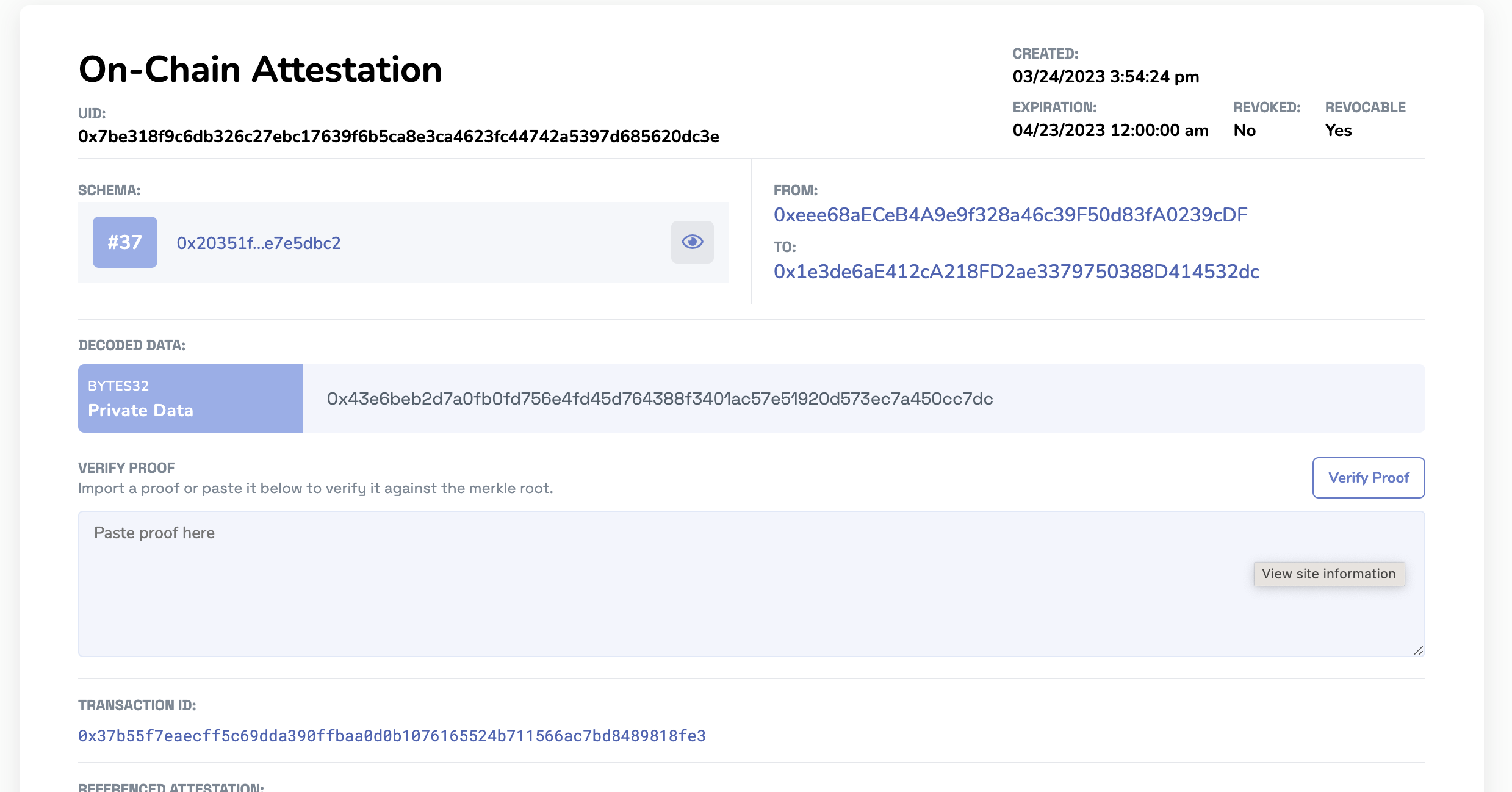 Ethereum Attestation Service